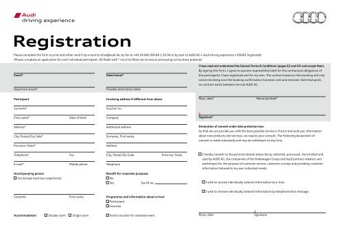 Registration form - Audi