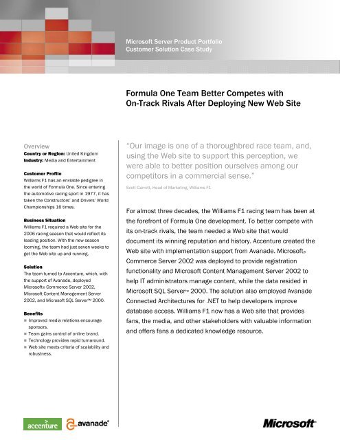 Case Study: Williams F1 - Avanade