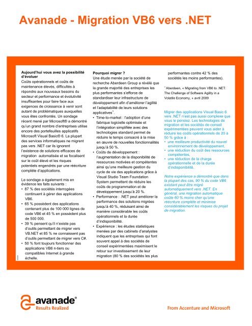 Migration VB6 vers .NET - Avanade