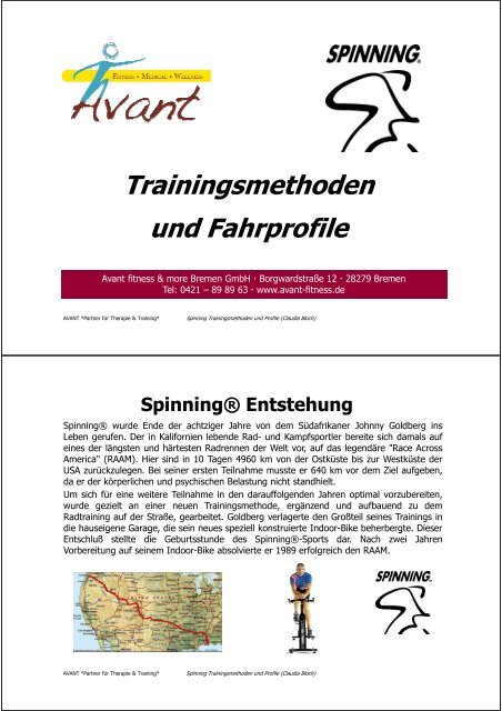 Trainingsmethoden im Spinning-Programm - Avant fitness & more