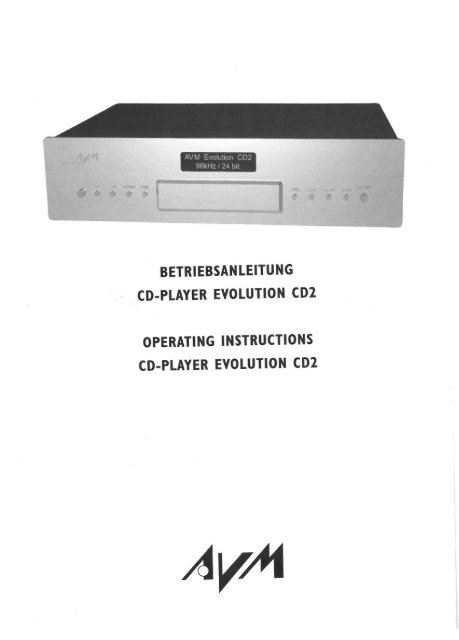 betriebsanleitung cd-player evolution c02 operating ... - AVM Audio