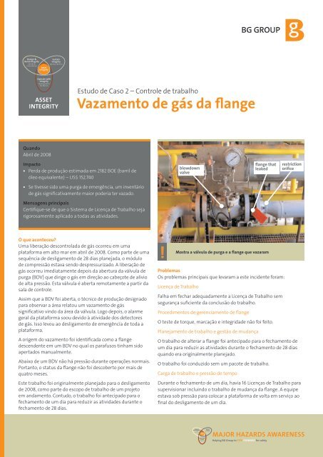 Vazamento de gás da flange - BG Group