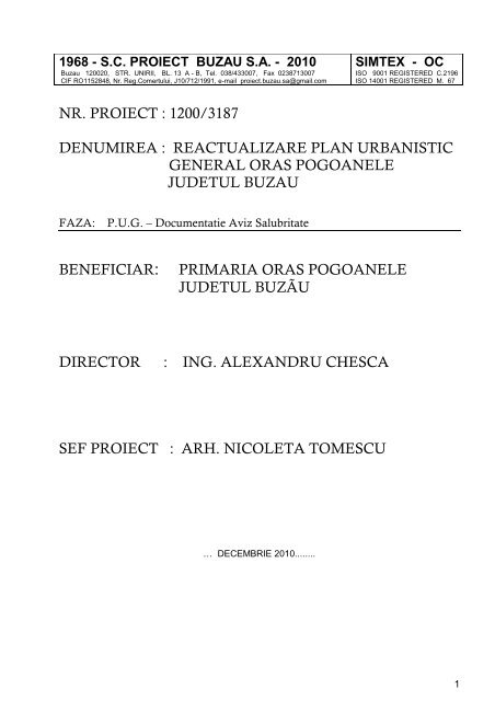 Aviz Salubritate - Primaria Pogoanele