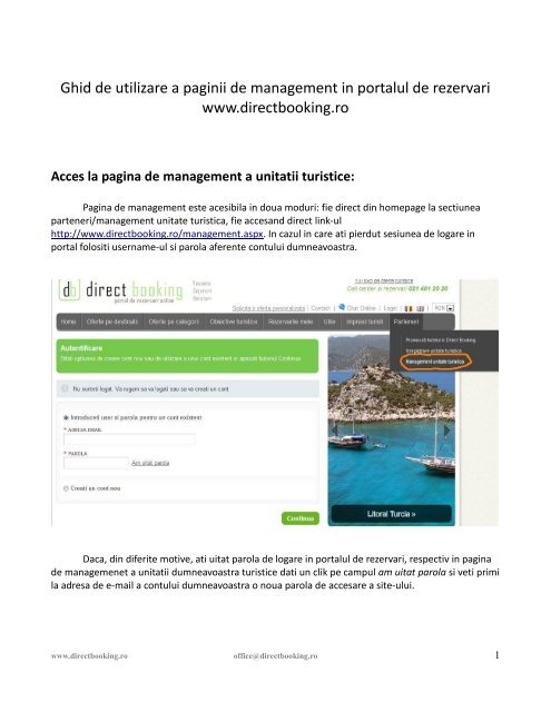 Manual de utilizare (pdf) - Direct Booking