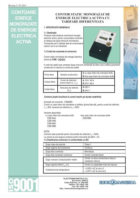 catalog contor vechi romana r... - Electromagnetica SA