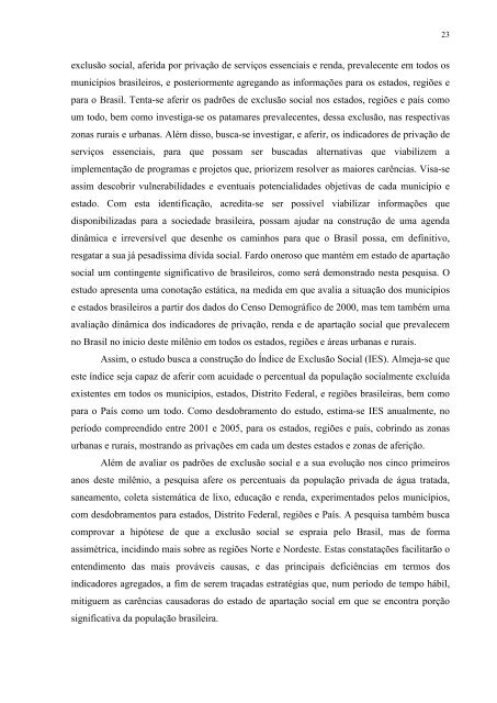 exclusão social, aferida