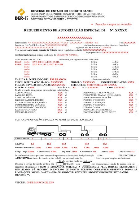 Modelo de Requerimento AET - DER-ES - Governo do Estado do ...