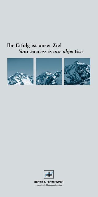 Ihr Erfolg ist unser Ziel Your success is our objective - Barfeld