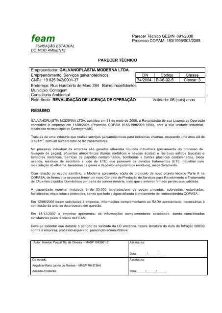 Parecer Técnico