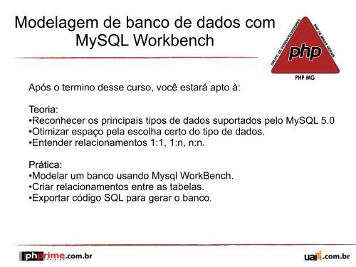 Modelagem de banco de dados com MySQL Workbench - PHP MG