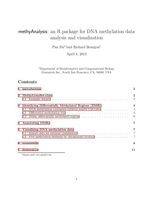 methyAnalysis: an R package for DNA methylation data analysis and visualization