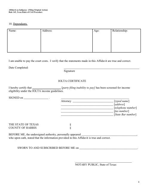 Affidavit Affidavit
