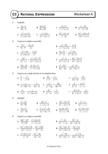 C3 Worksheet A - The London Oratory School