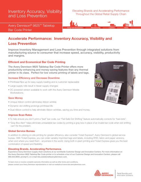 Monarch ® 9825 ™ Printer - Avery Dennison