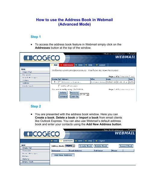 How to use the Address Book in Webmail (Advanced mode) - Cogeco
