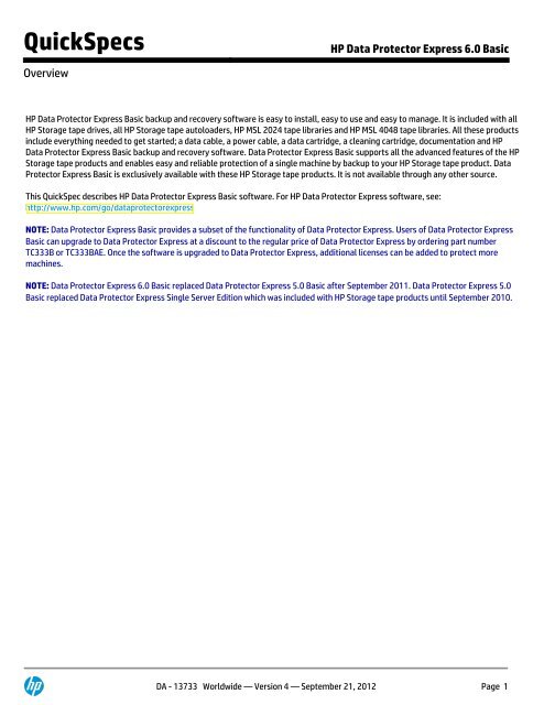 HP Data Protector Express 6.0 Basic - FTP Directory Listing - HP