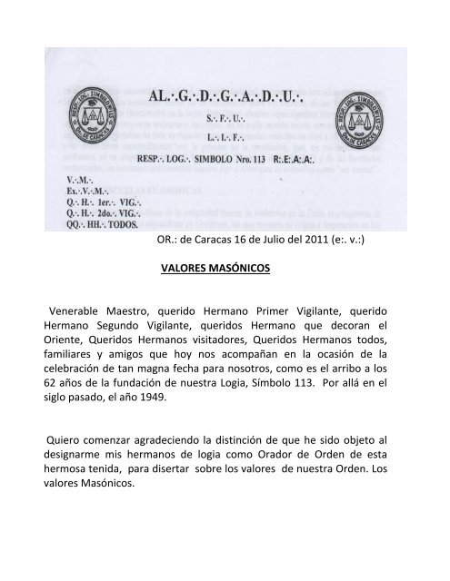 valores masónicos - logia simbolo 113