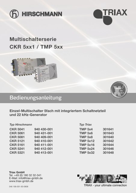 Anregen Gewissen habe mich geirrt hirschmann multischalter ckr 5x8 ...