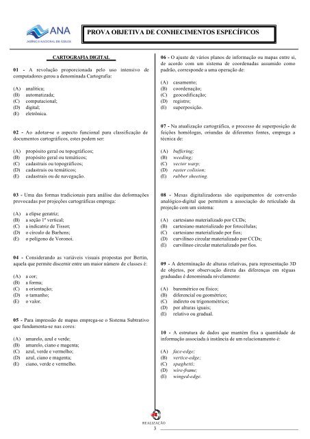 PROVA OBJETIVA DE CONHECIMENTOS ESPECÍFICOS