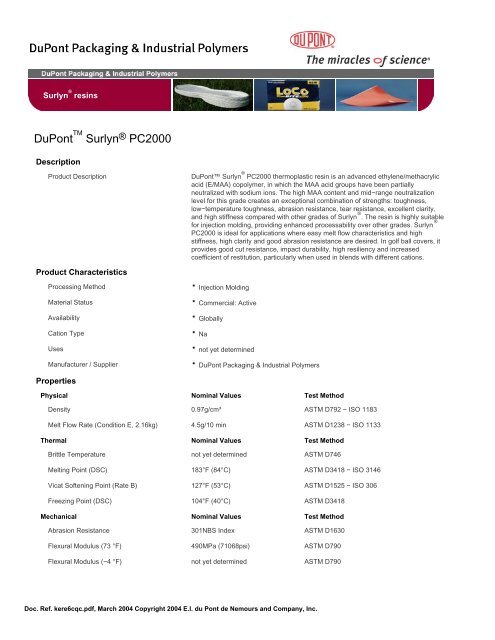 DuPont ™ Surlyn - Embala Idéias