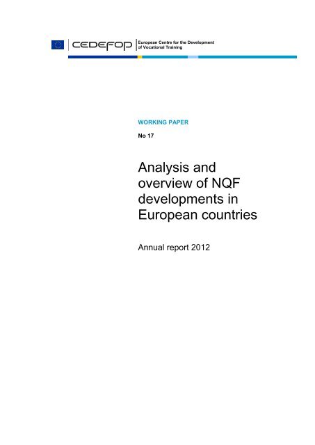 Analysis and overview of NQF developments in European countries
