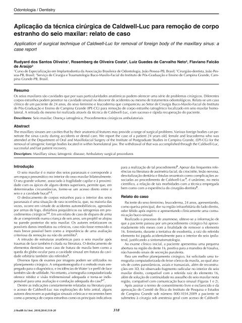 Aplicação da técnica cirúrgica de Caldwell-Luc para remoção ... - Unip