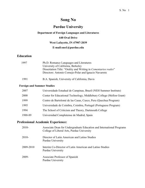 Song No - Purdue University