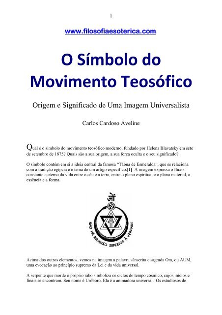 O Símbolo do Movimento Teosófico - FilosofiaEsoterica.com