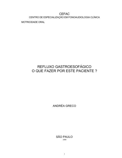 refluxo gastroesofágico o que fazer por este paciente - CEFAC