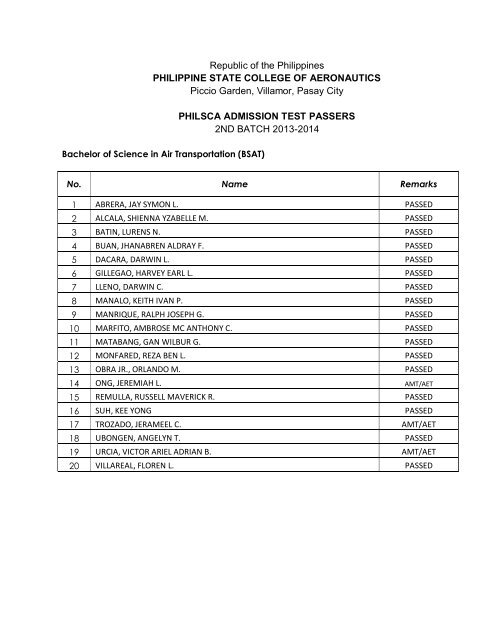 Philippine State College Of Aeronautics Logo