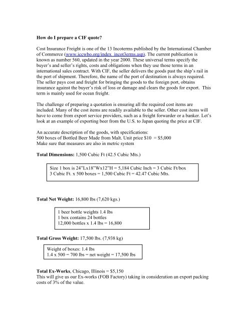 How do I prepare a CIF quote? - staging.files.cms.plus.com