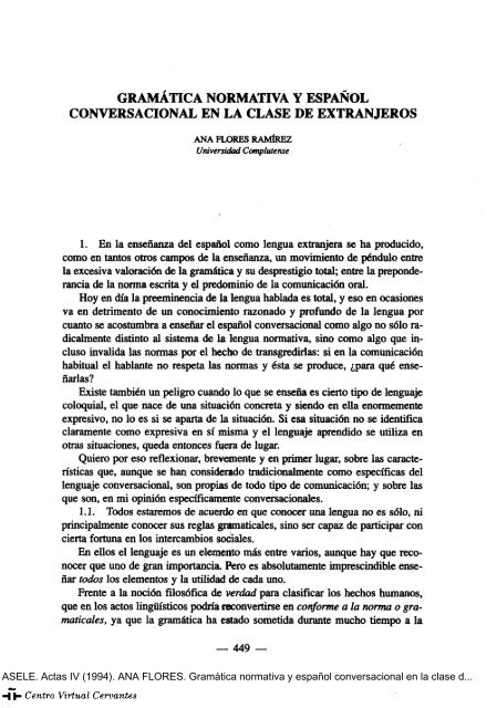 Gramática normativa y español conversacional en la clase de ...