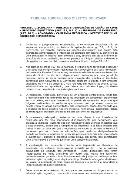 Processo disciplinar Direitos e obrigações de carácter civil