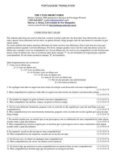 the cts2s short form conflitos de casais portuguese ... - pubpages