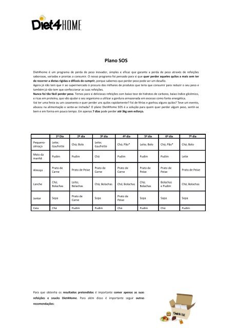 Plano SOS - Diet4home