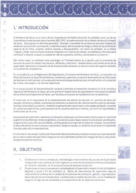 I: INTRODUCCION II. OBJETIVOS - BVS Minsa - Ministerio de Salud