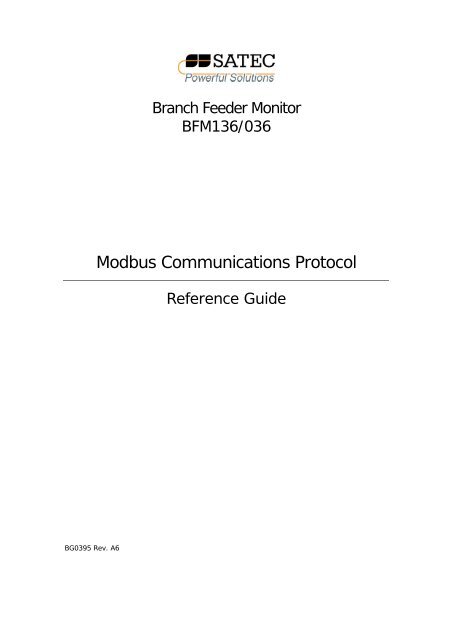 BFM136 Modbus - Satec