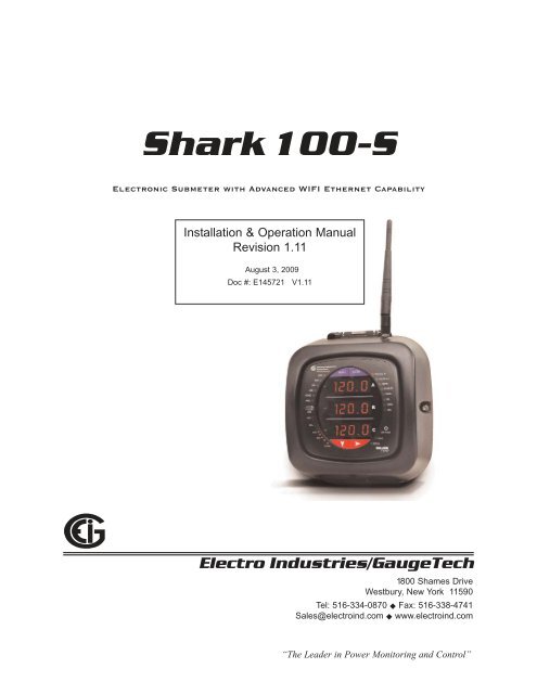Shark 100-S Submeter User Manual V.1.11r ... - Electro Industries