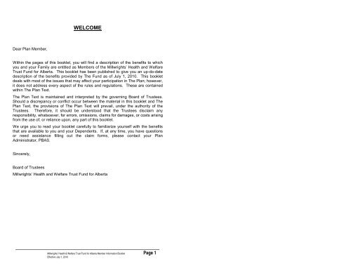 Millwrights Local 1460 Health & Welfare booklet