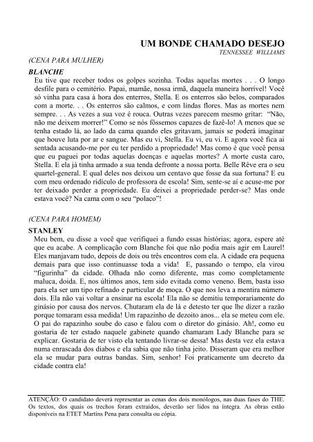 Exemplos De Monologos Dramaticos