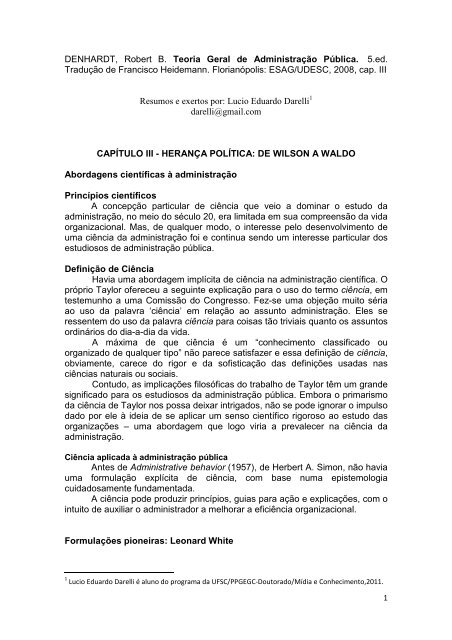 DENHARDT, Robert B. Teoria Geral de Administração ... - eGov UFSC