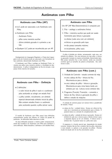 Autômatos com Pilha - Facens