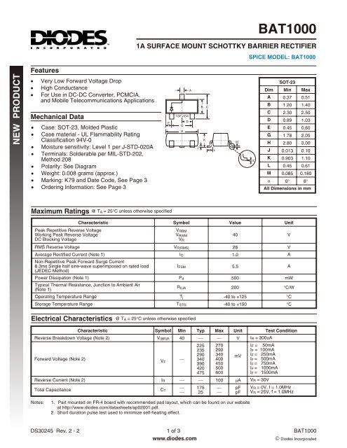 BAT1000 - Datasheet Catalog