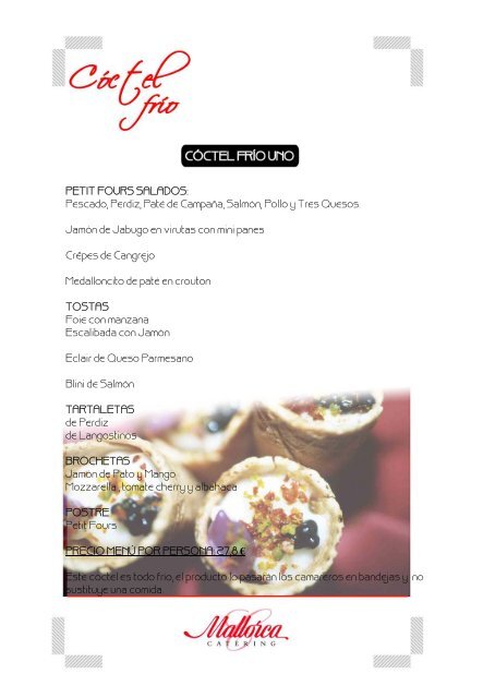 Descargar menú cóctel - Mallorca Catering