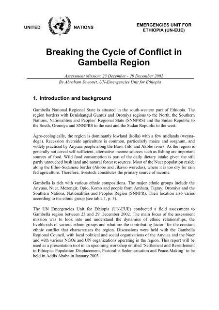 Breaking the Cycle of Conflict in Gambella Region - World Health ...