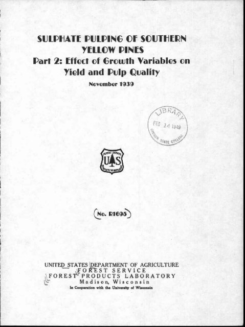 SULPHATE PULPING Of SOUTHERN YELLOW PINES Part 2: Effect ...