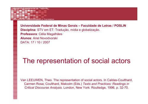 Van Leeuwen - The representation of social actors - LETRA