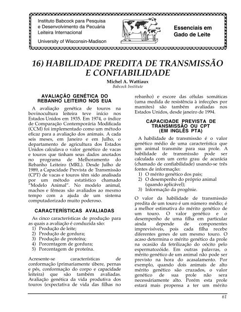 16) habilidade predita de transmissão e confiabilidade - Babcock ...