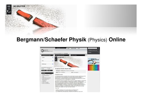 Bergmann/Schaefer Physik (Physics) Online - Walter de Gruyter