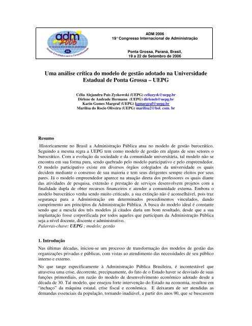 Uma Análise Crítica Do Modelo De Gestão Adotado Na Universidade